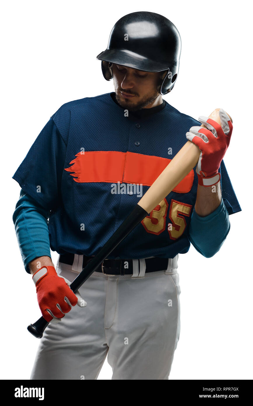 Baseball hitter holding a bat Stock Photo - Alamy
