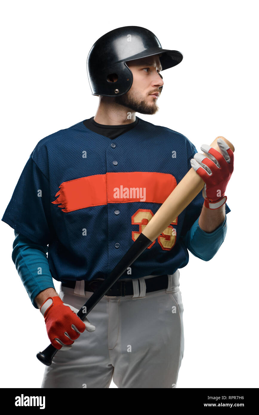 Baseball batter on white background Stock Photo - Alamy