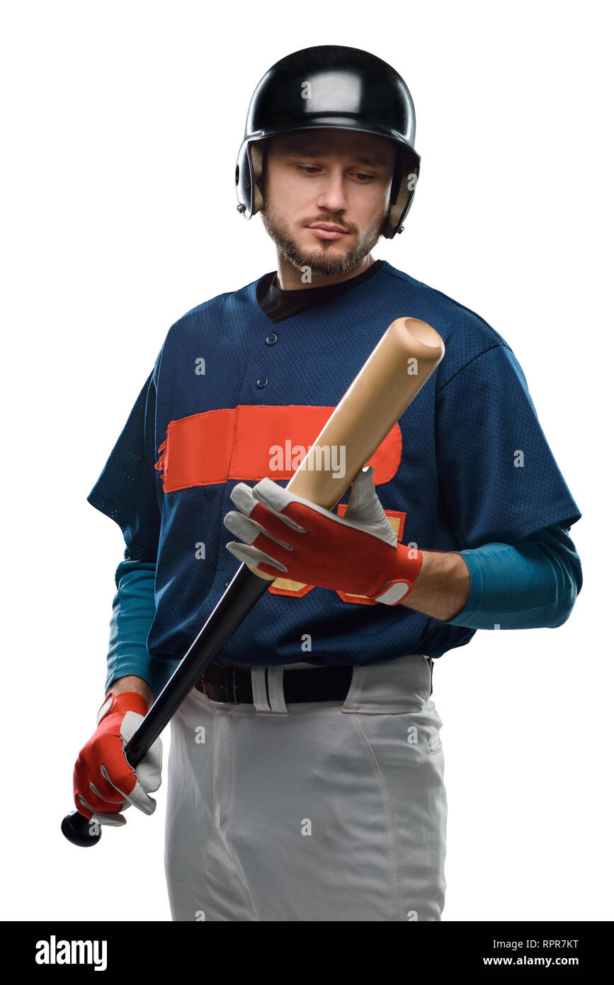 Baseball player looking at bat Stock Photo - Alamy