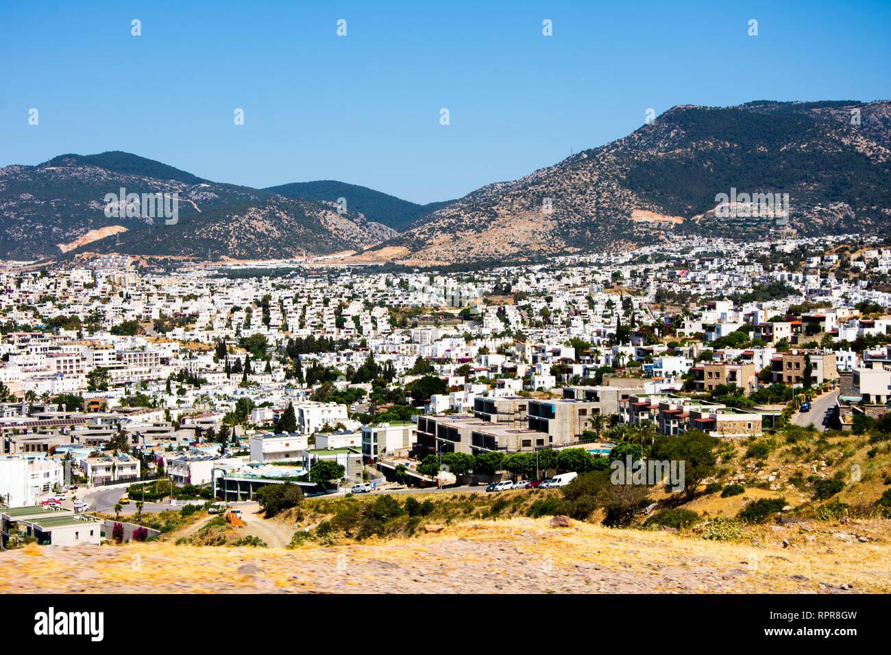 The landscape of of the lovely touristic city of Bodrum in Turkey Stock ...