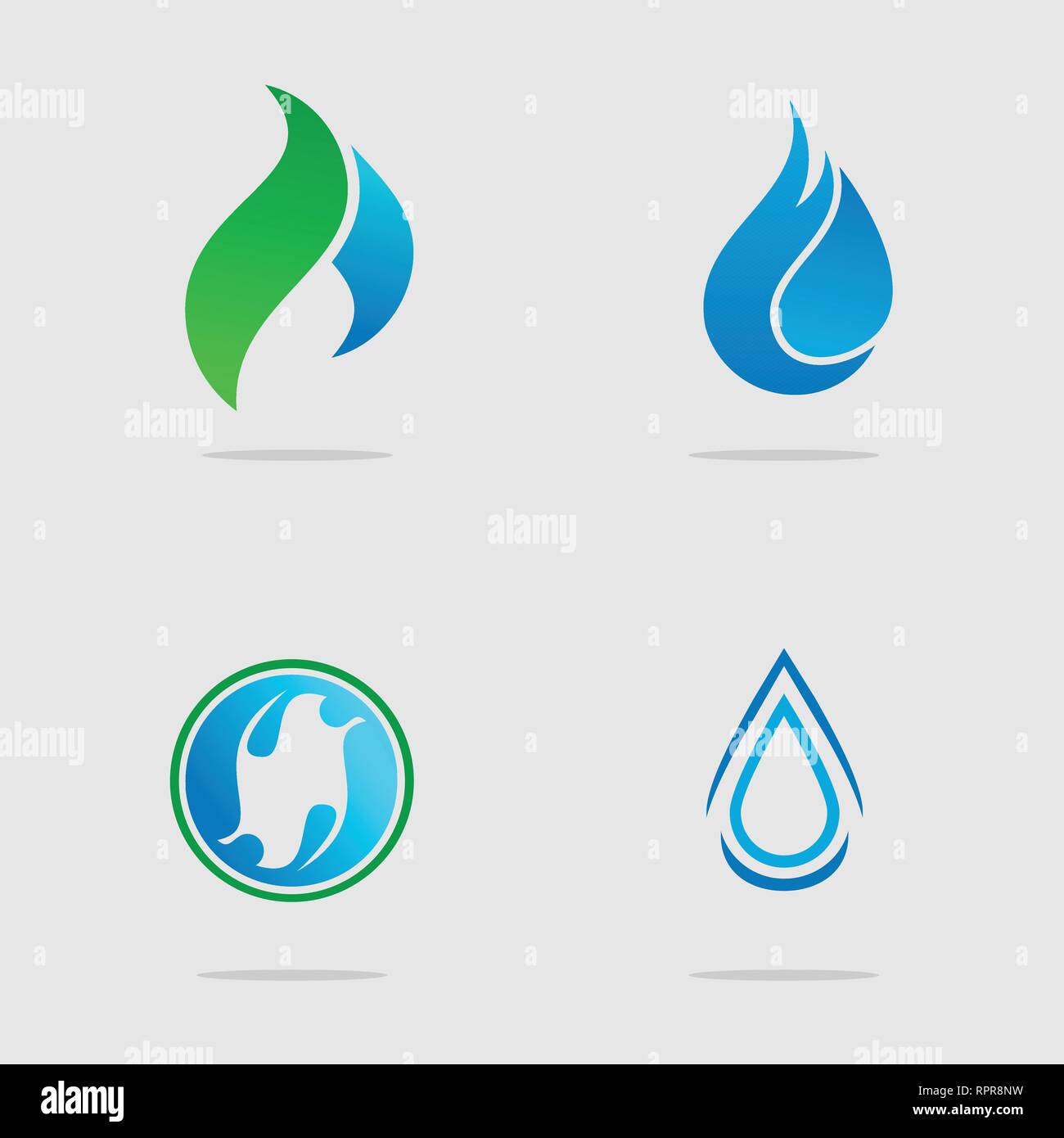 abstract Spring water graphic logo template, water droplet logo set ...