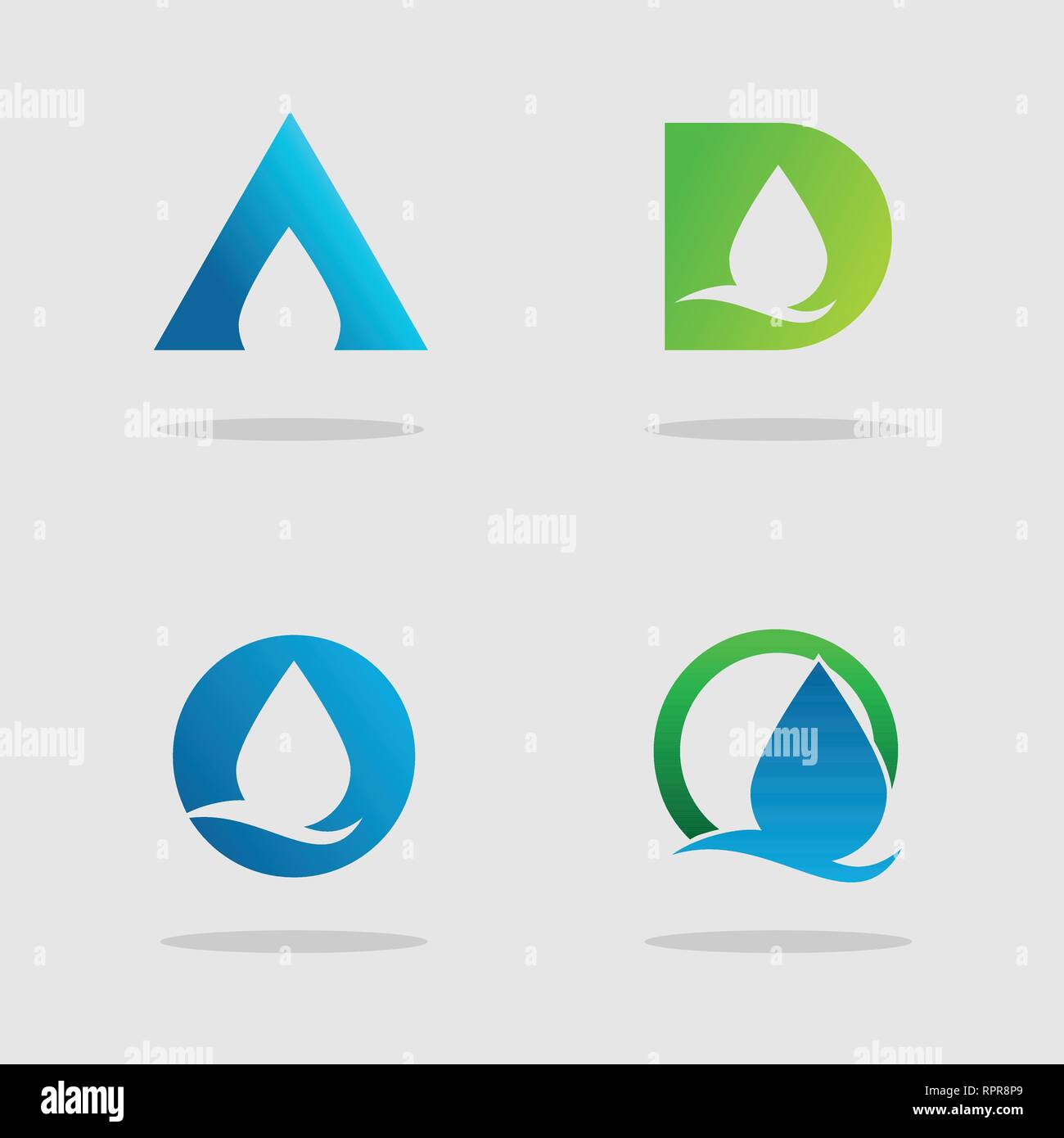abstract Spring water graphic logo template, letter logo set Stock ...