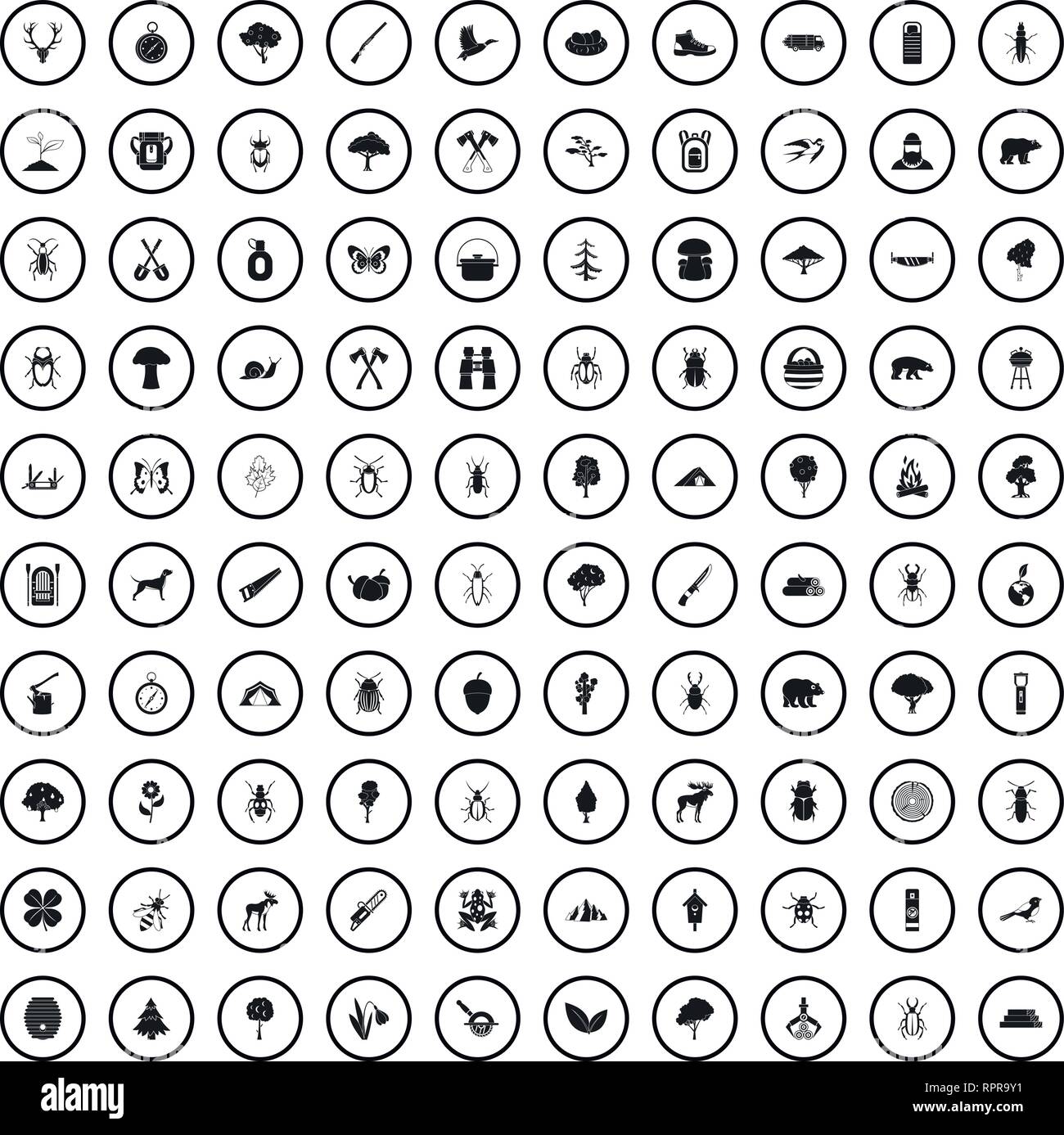 100 forest icons set in simple style Stock Vector Image & Art - Alamy
