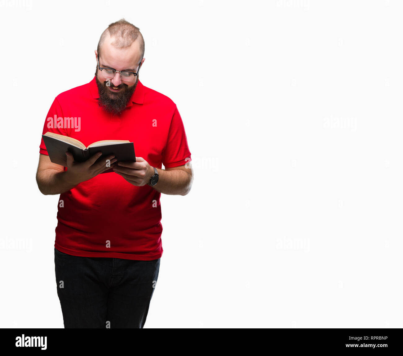 Man standing reading book Cut Out Stock Images & Pictures - Alamy