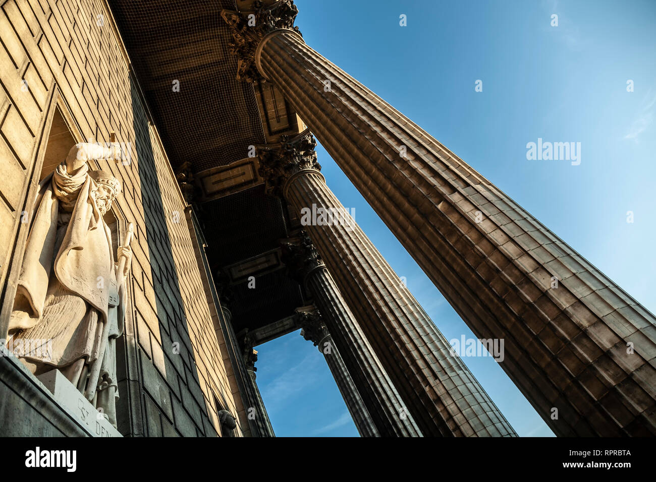 Statue of Saint Denis and columns, Saint Madeleine Church, Paris ...