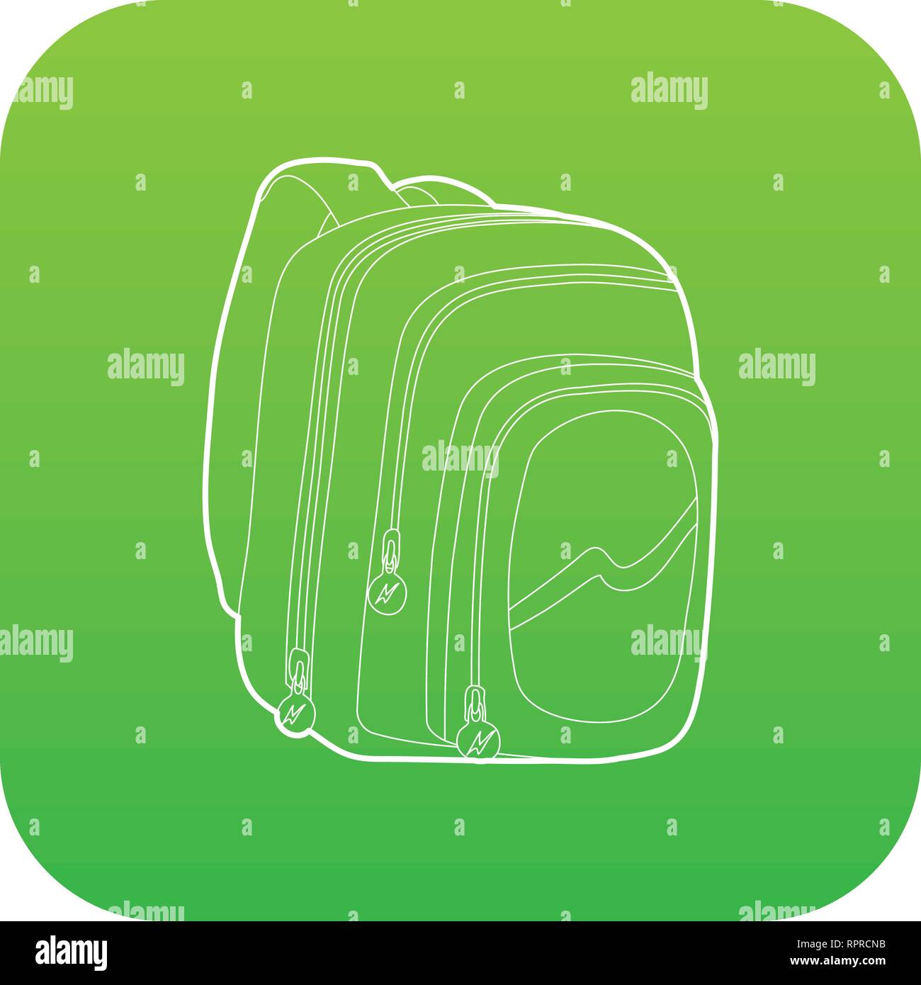 Kids school bag icon green vector Stock Vector Image & Art - Alamy