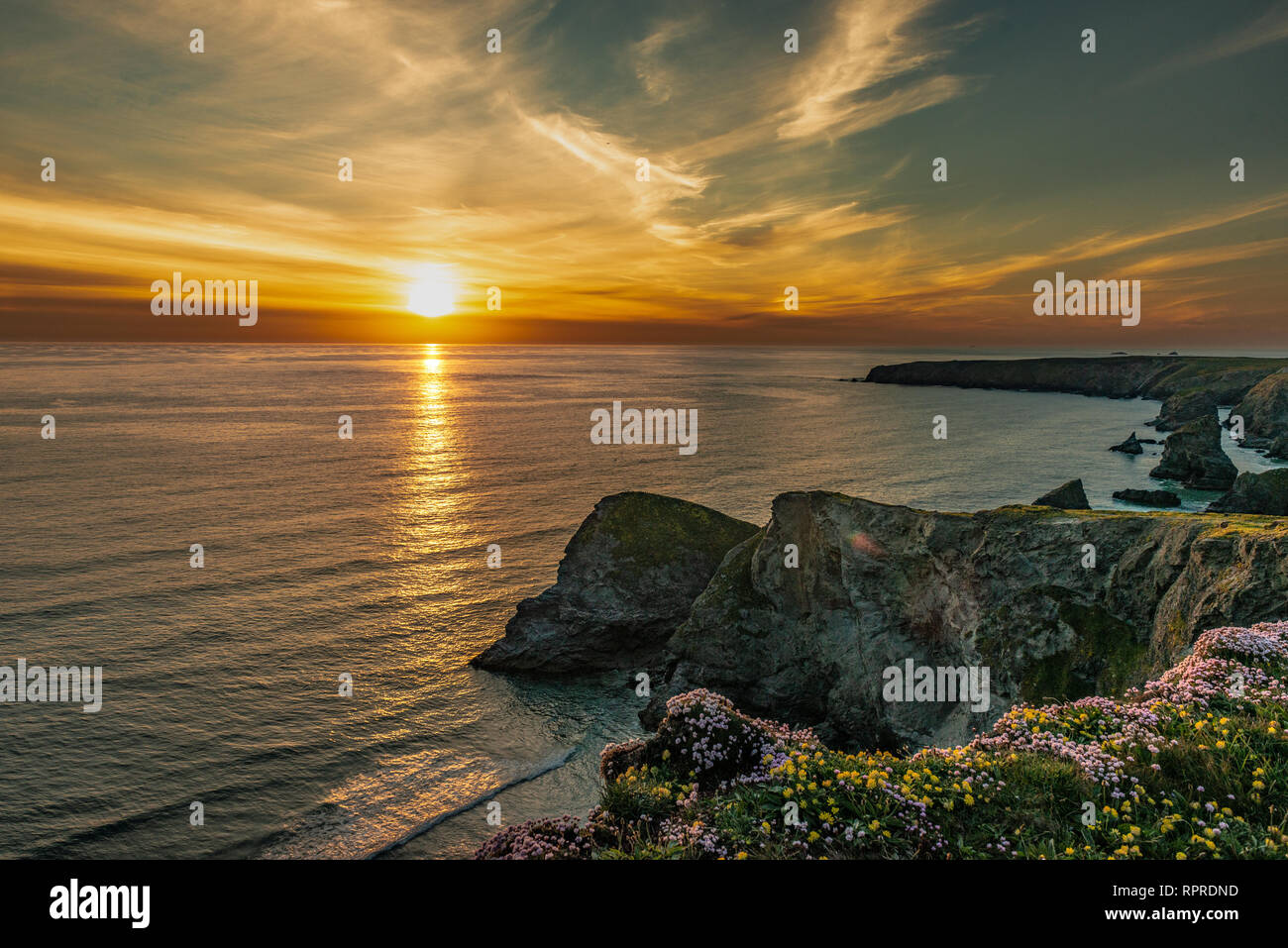 Beautiful dusk sunset landscape image of Bedruthan Steps rock stacks on ...