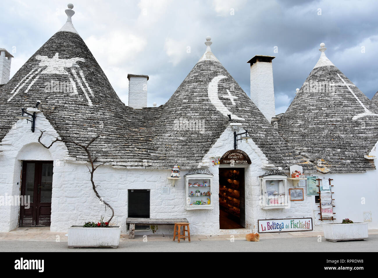 ALBEROBELLO, ITALY - FEBRUARY 11, 2019. Unique Trulli houses of ...