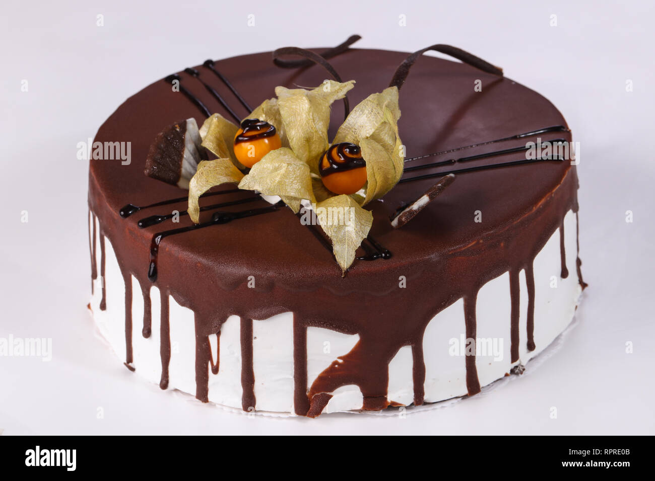 Delicous Cake chocolate with cream Stock Photo - Alamy