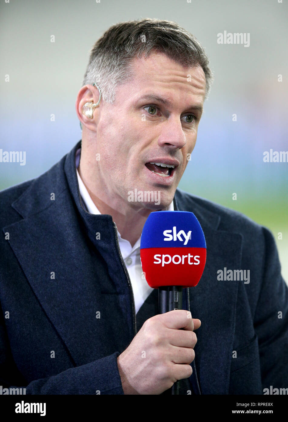 Sky sports pundit jamie carragher commentates on match prior hi-res ...