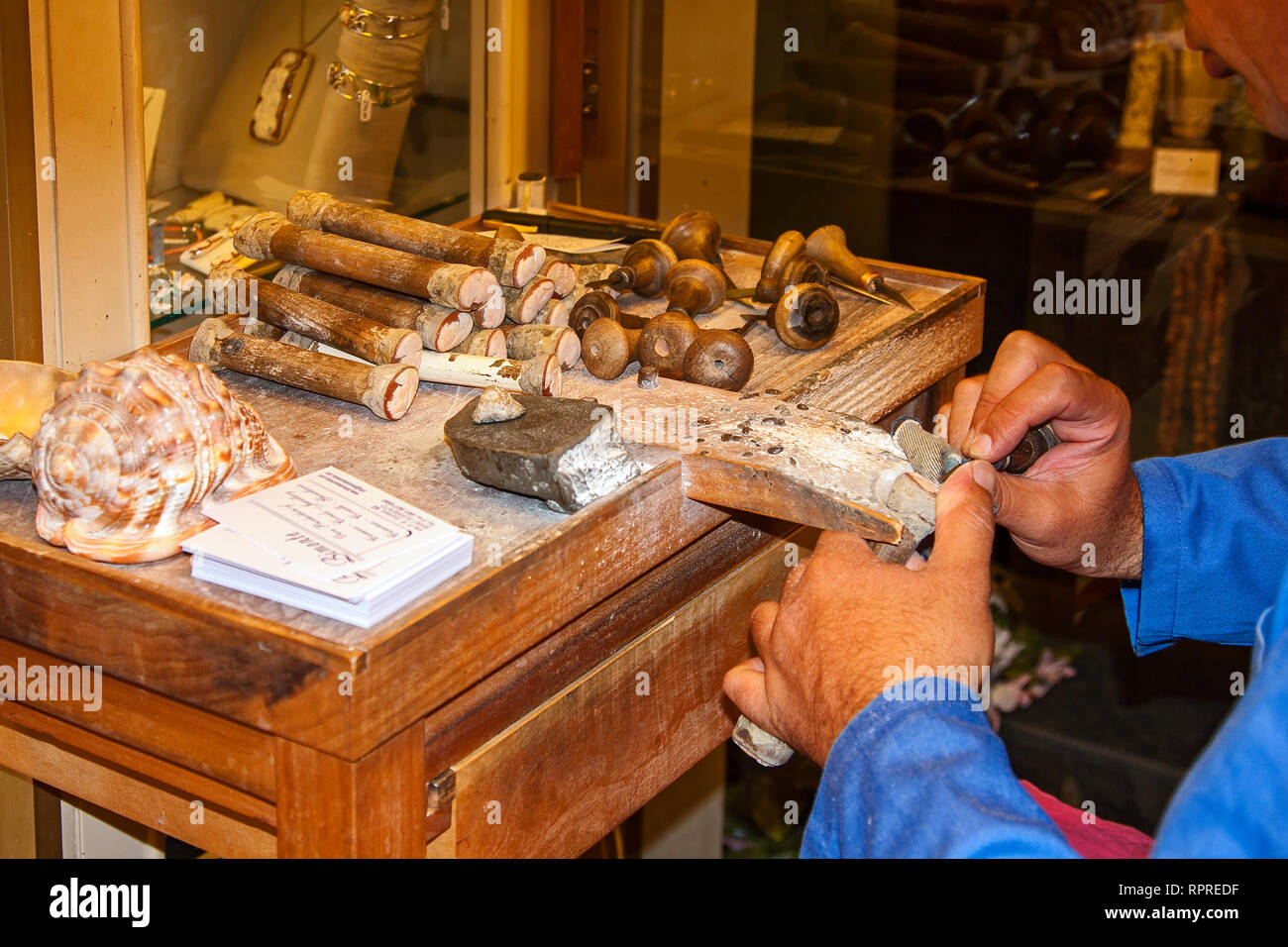 craftsman carving cameo; delicate work; skilled; tools; occupation; job ...