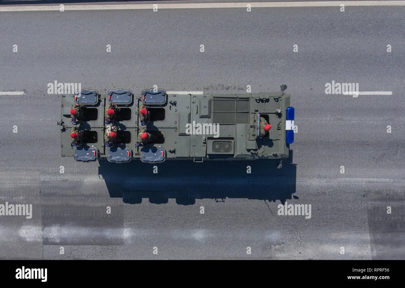 Moscow, May 9, 2018. Military police armored vehicle KamAZ-63968 ...