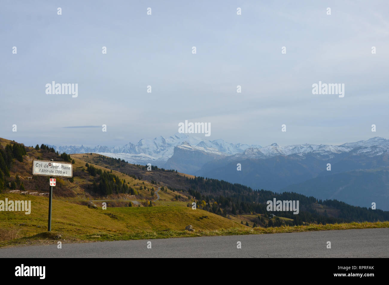 Col de Joux Plane, Altitude 1700m, With Mont Blanc in the Background ...