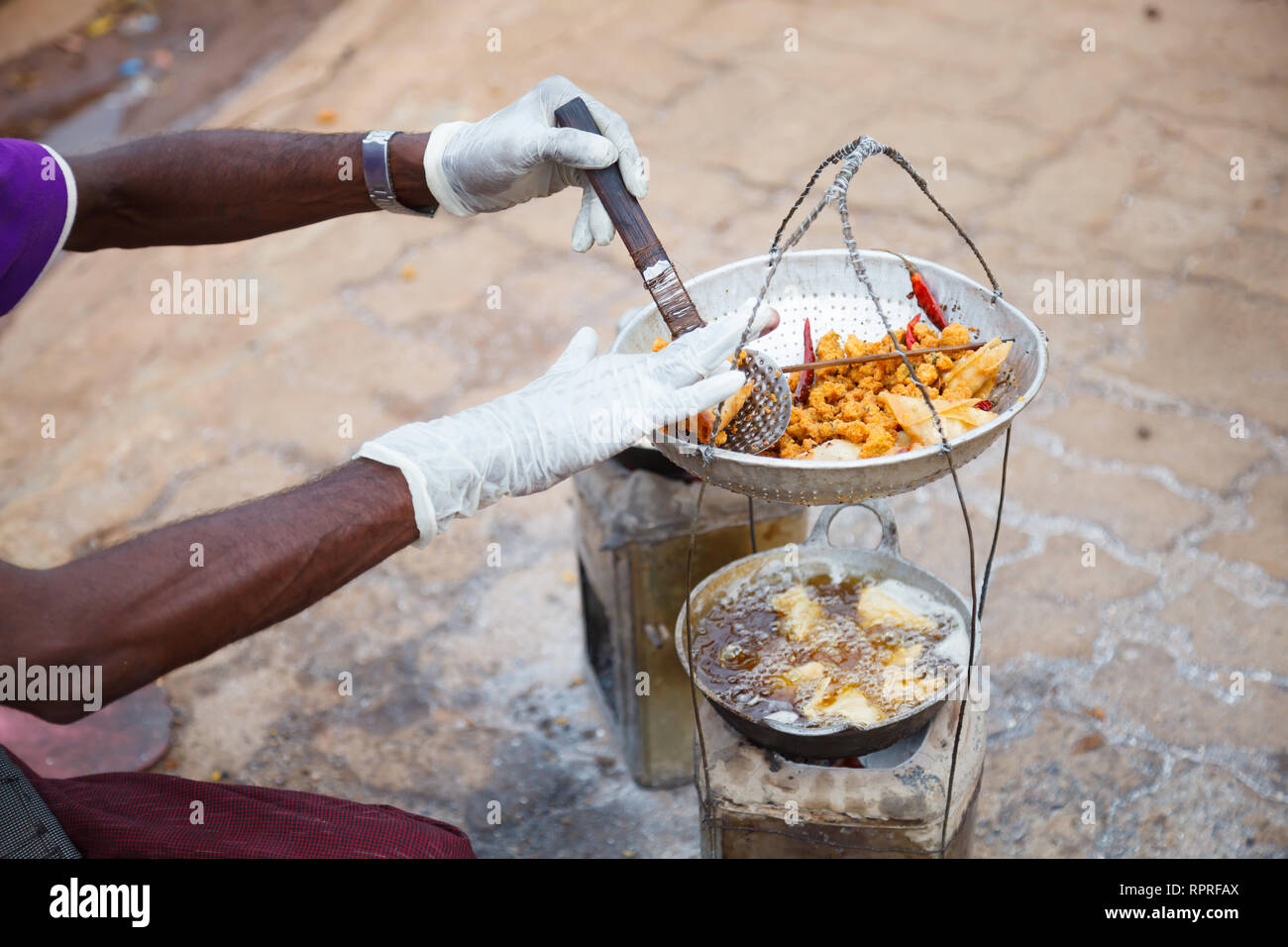 Traditional Burmese street food cuisine, crispy crunchy deep fried ...
