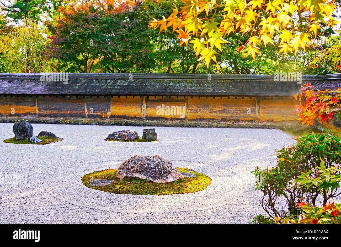 Rock Garden in Ryoan-ji Temple in Kyoto, Japan Stock Photo - Alamy