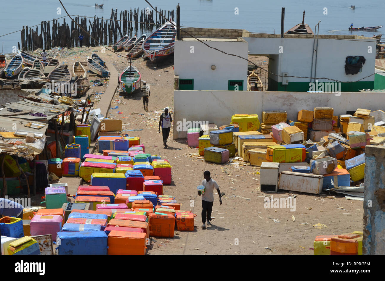 Colourful extruded polystyrene foam boxes used to keep and transport ...