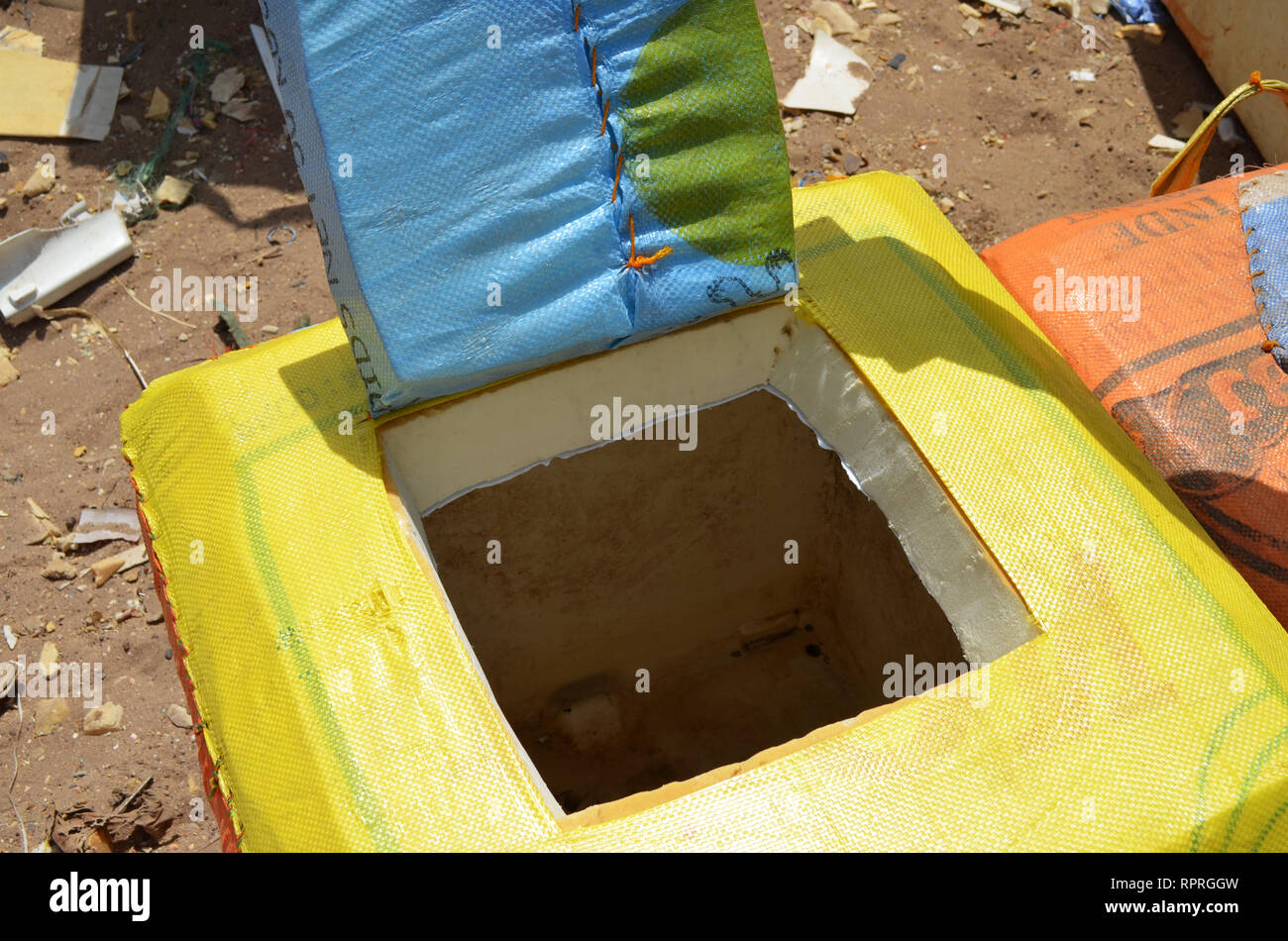 Colourful extruded polystyrene foam boxes used to keep and transport ...