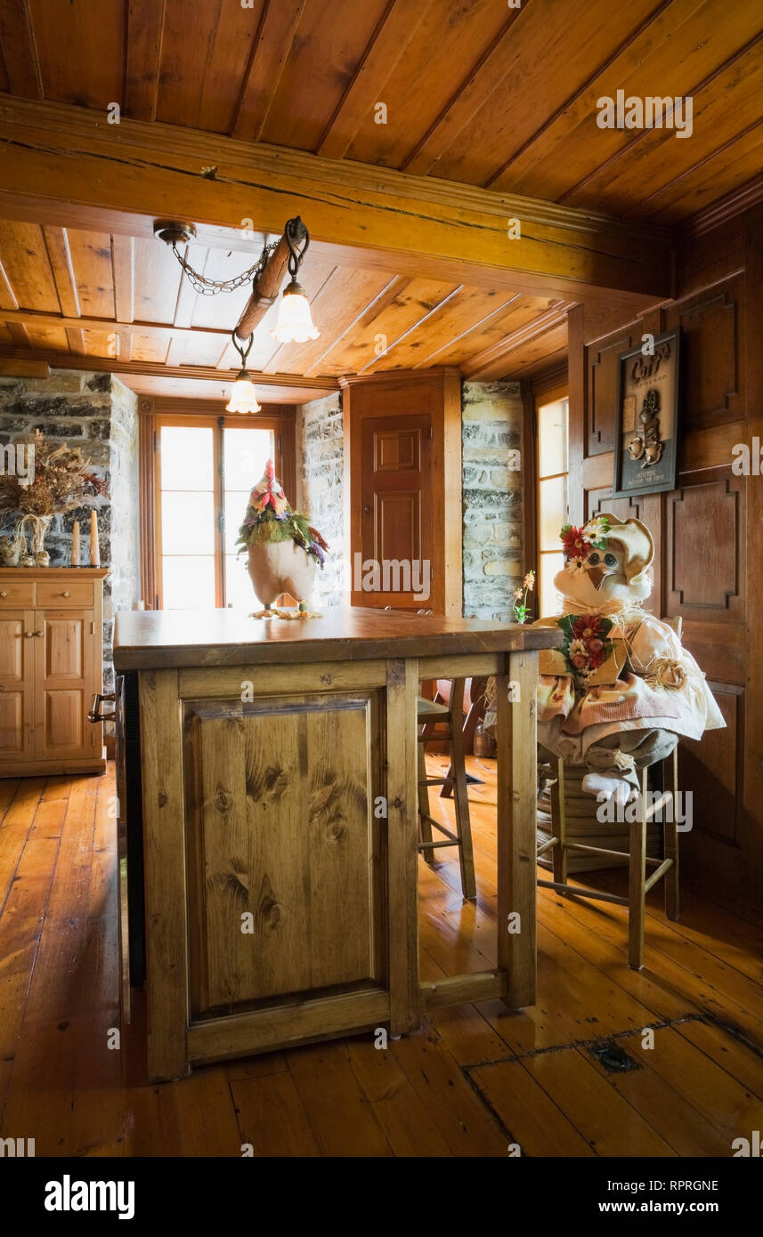 Partial view of the kitchen with an island containing the dishwasher in ...