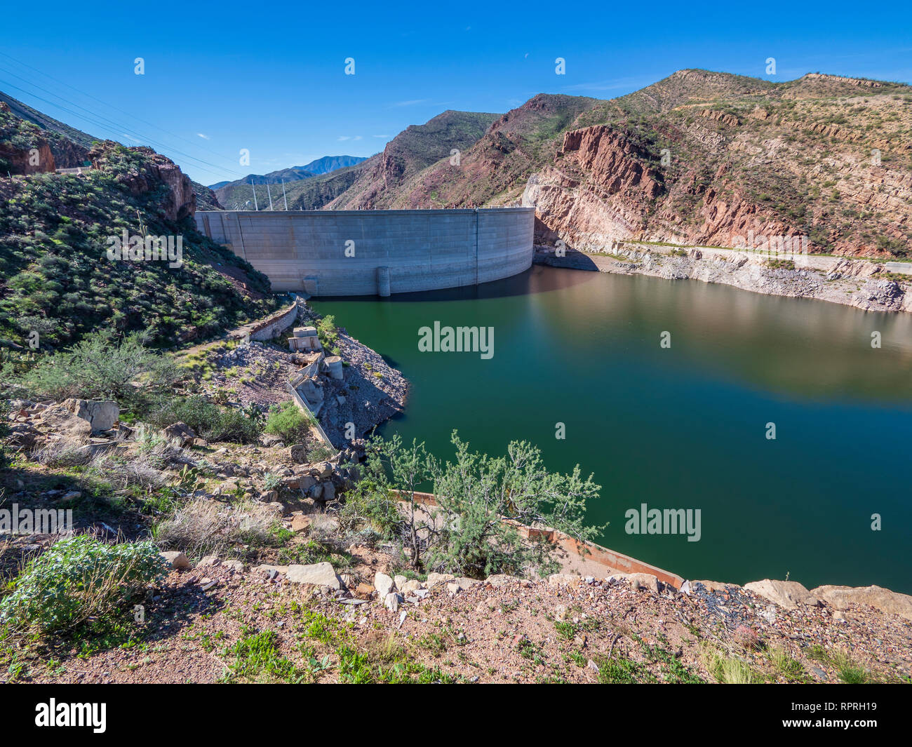 Theodore Roosevelt Dam, Arizona Highway 88, Apache Trail, Arizona Stock ...