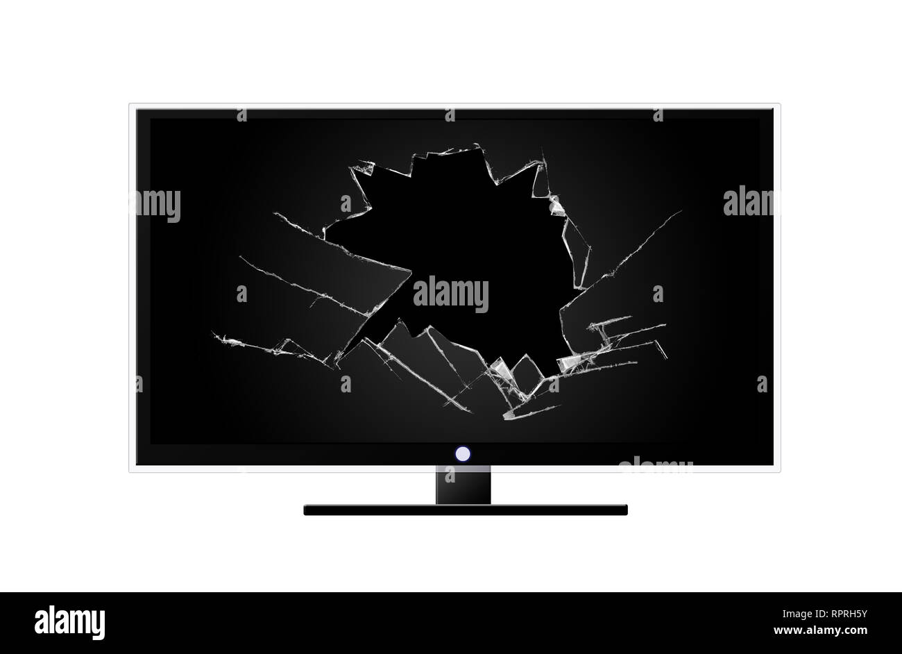 Monitor with Broken Screen isolated on white background Stock Photo - Alamy