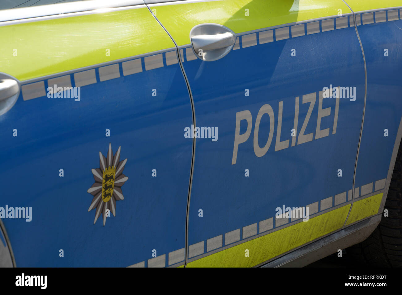 ULM, BW, GERMANY - FEBRUARY 21, 2019: side view of a german police car ...