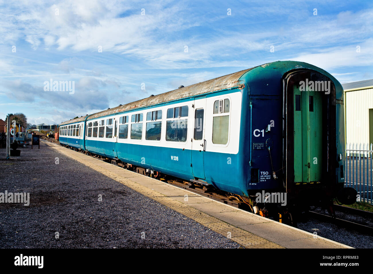 Pair of MK11 coaches at Leeming Bar, Wensleydale Railway, North ...