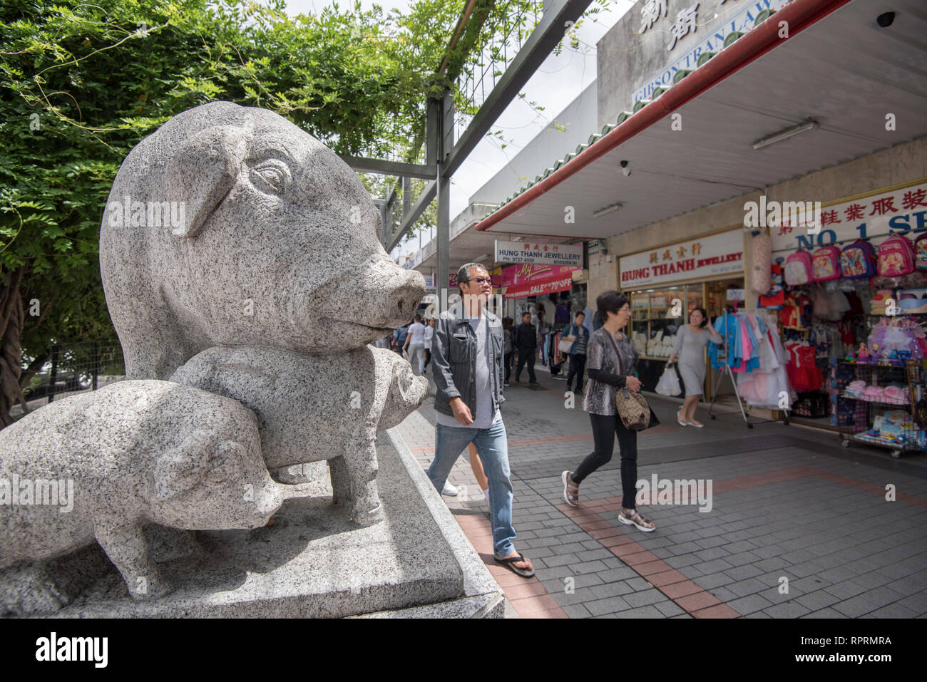 Good fortune and good luck statue of pigs in John Street in the Sydney ...