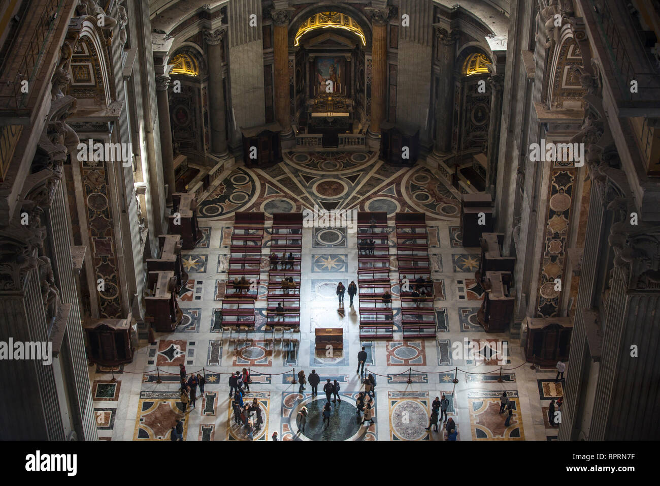 VATICAN CITY, VATICAN - FEBRUARY 8, 2019: People inside the Saint Peter ...