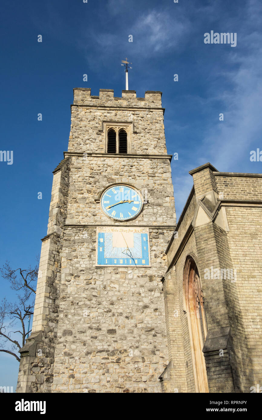 The 15th century Church tower of St. Mary the Virgin, Putney, Putney ...