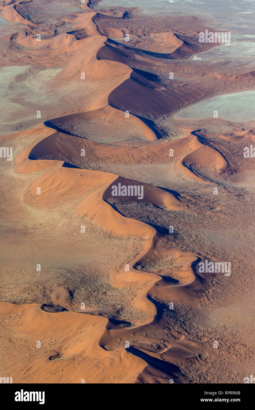 Aerial view dunes of Sossusvlei. Namib-Naukluft National Park. Africa. Landscapes of Namibia ...