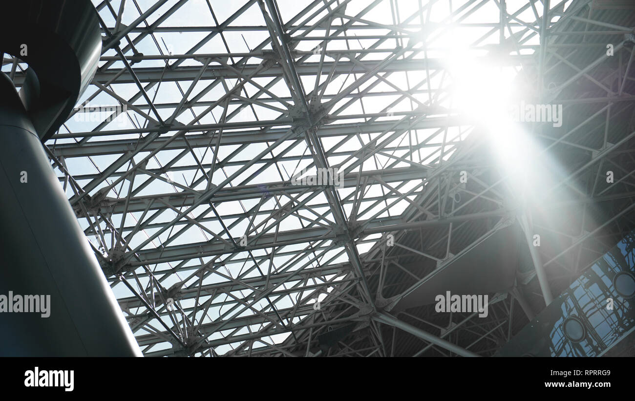 Steel structure workshop in construction, steel frame factory building ...