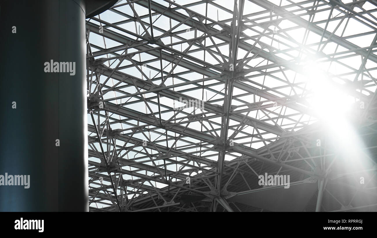 Steel structure workshop in construction, steel frame factory building ...
