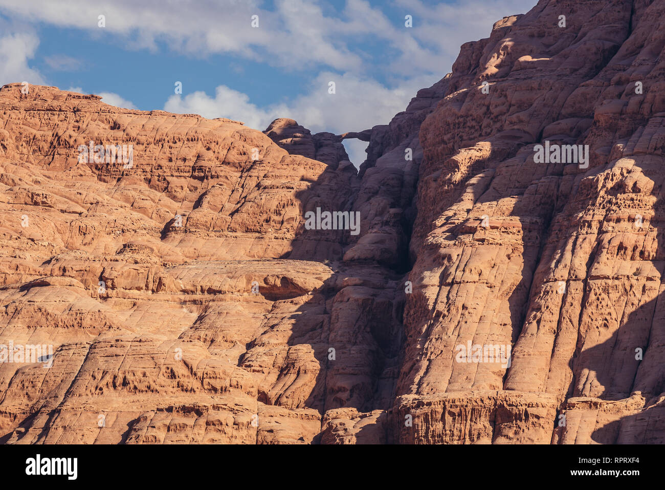 Burdah rock bridge in Wadi Rum valley also called Valley of the Moon in ...