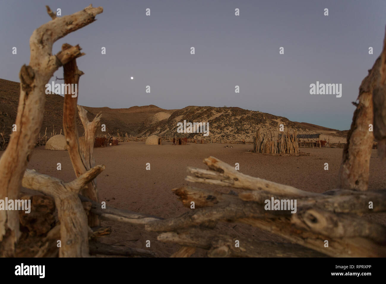 The wooden fence to the Himba village. Purros, Northern Kaokoland ...