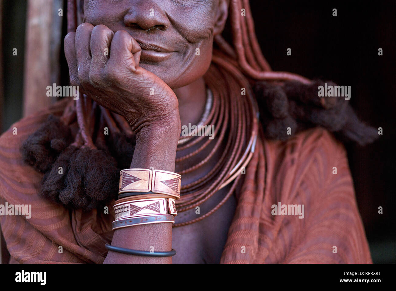 Portrait of Himba woman with traditional hair style, Kaokoland, Namibia ...