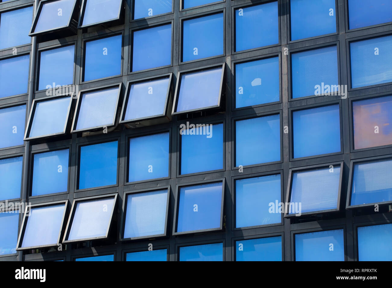 Blue glass facade of the modern building Stock Photo - Alamy