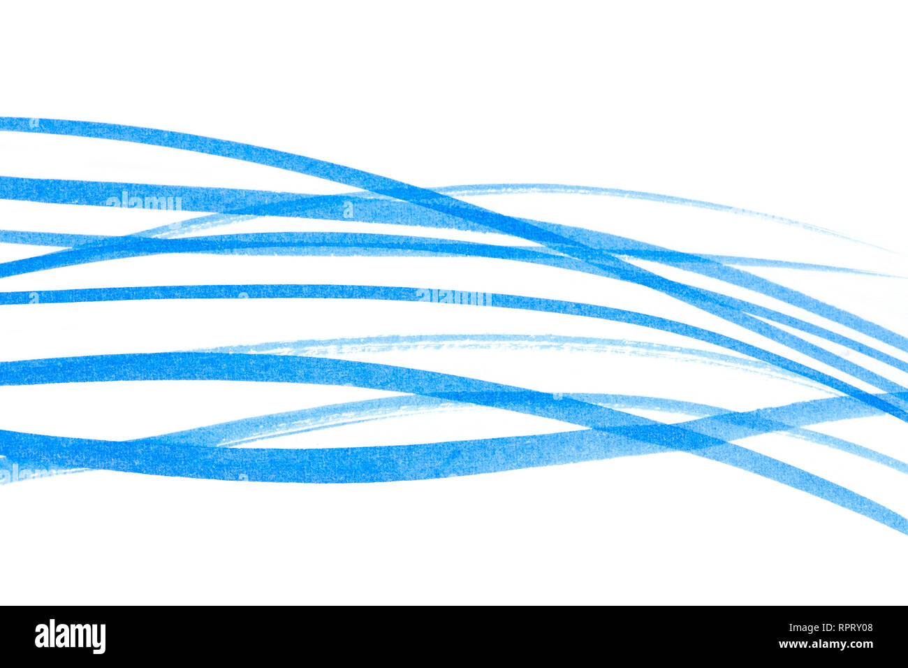 Blue water color lines on white background Stock Photo - Alamy