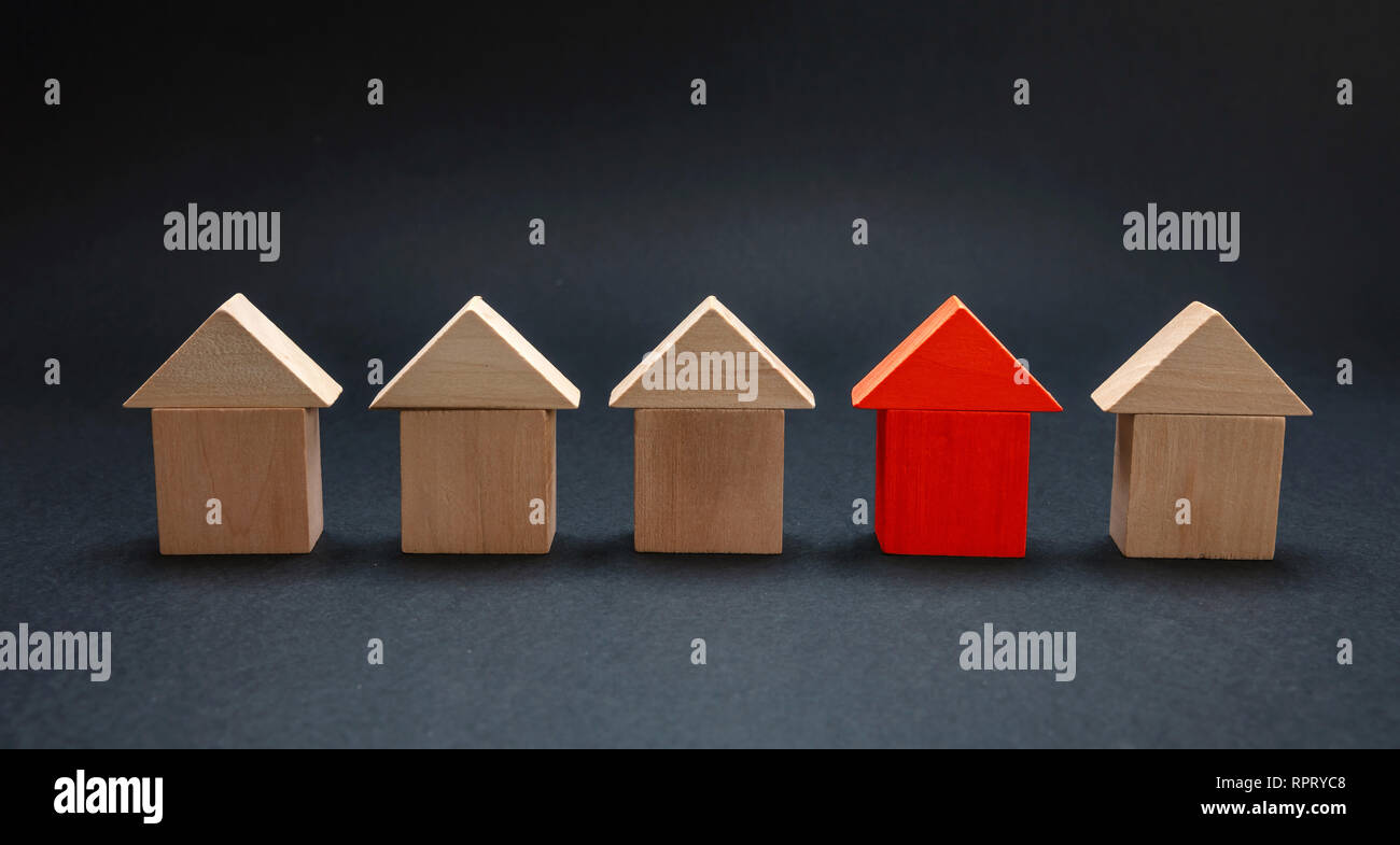 House choice, selection, property and real estate concept. Red house ...