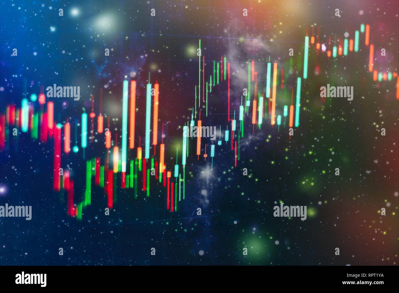 Technical price graph and indicator, red and green candlestick chart on ...