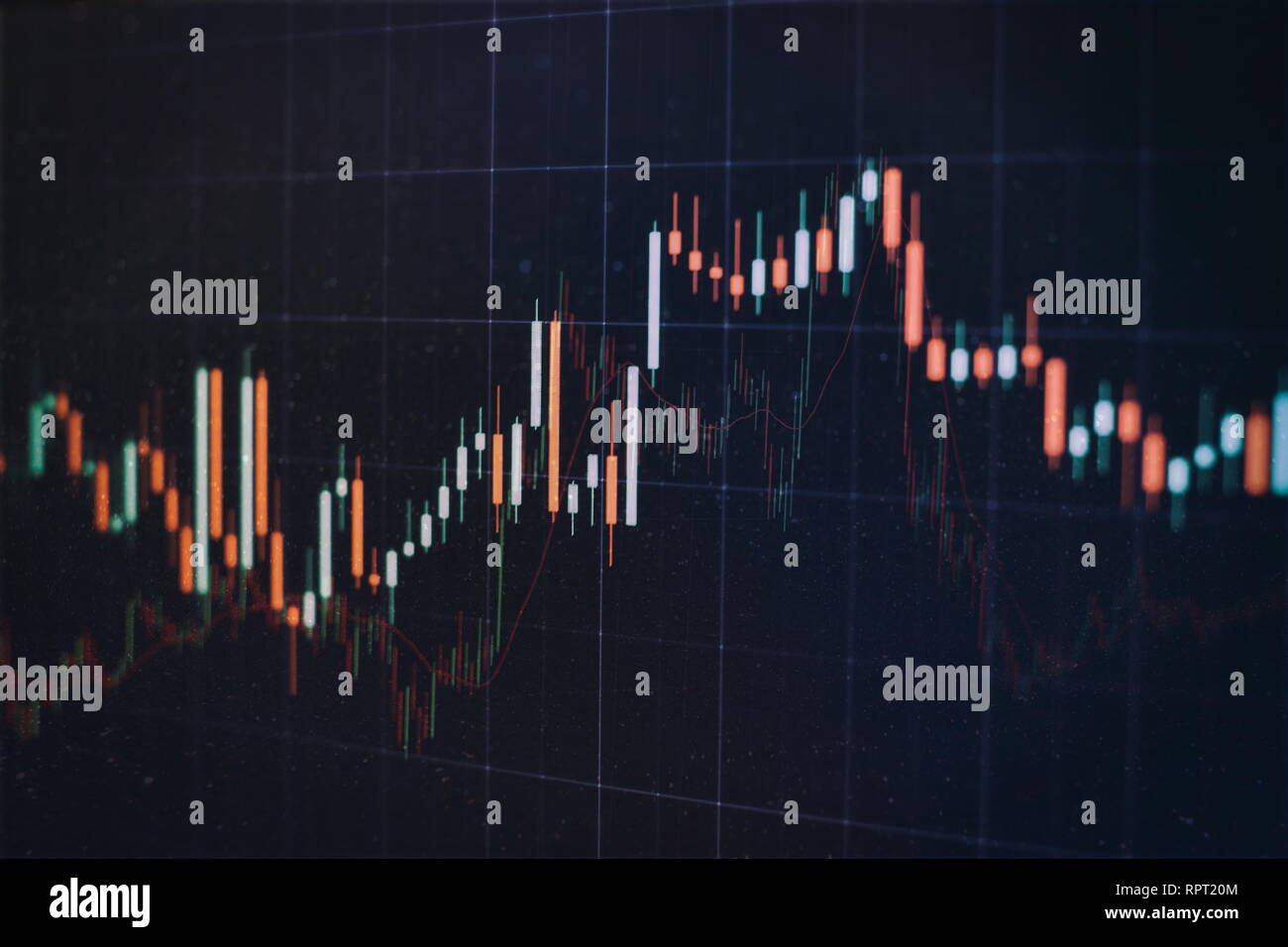 Technical price graph and indicator, red and green candlestick chart on ...