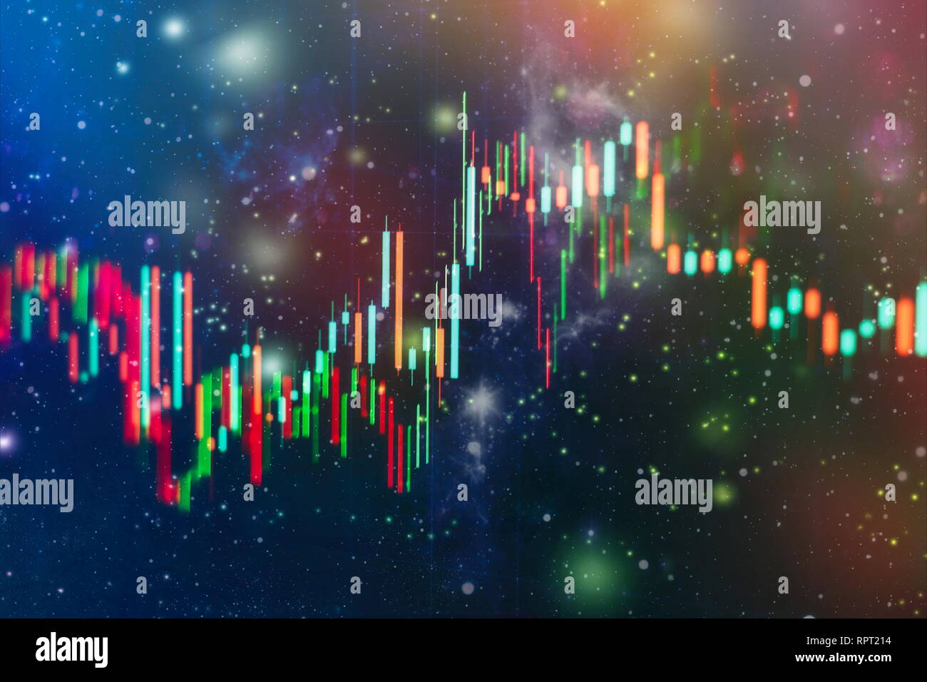 Technical price graph and indicator, red and green candlestick chart on ...