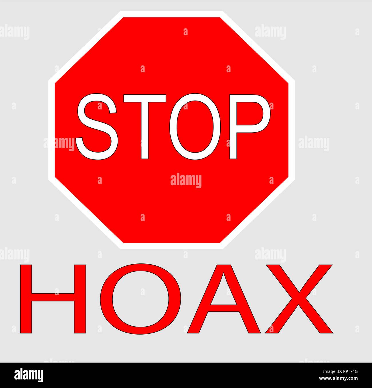 Red Stop Hoax sign or symbol, isolated on white background Stock Photo ...