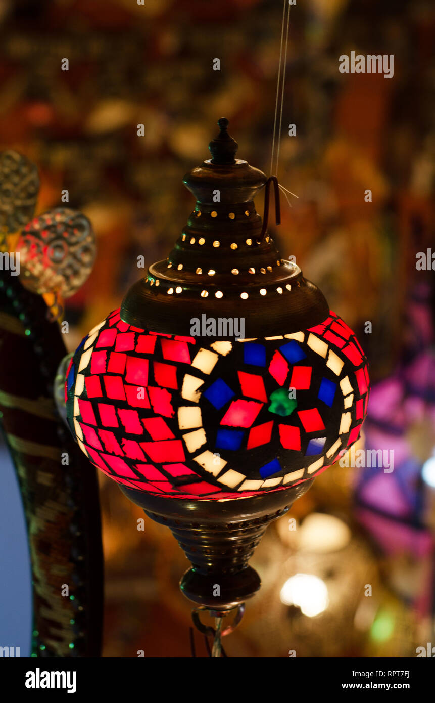 Traditional islamic lantern on a store of an old arabian market Stock ...