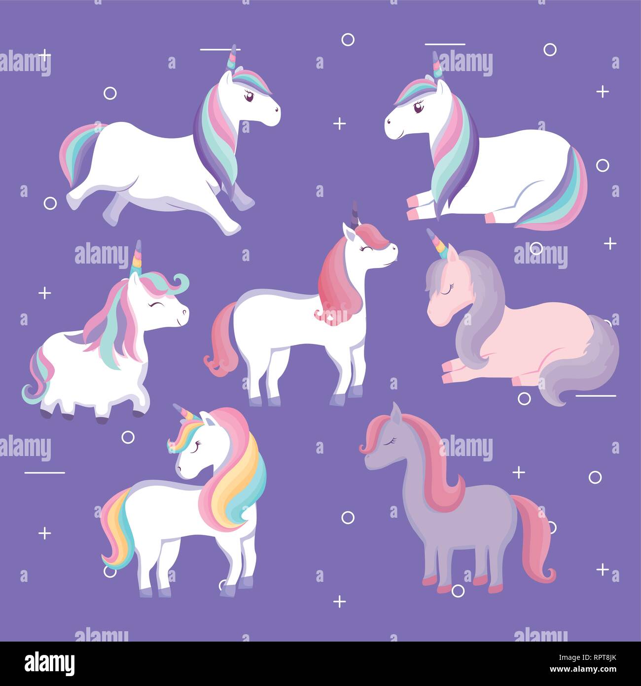 group of cute unicorns animals vector illustration design Stock Vector Image & Art - Alamy