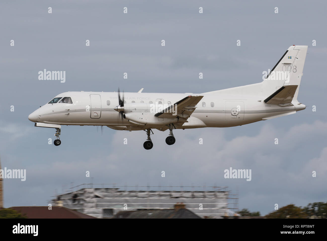 A Saab 340 (008), operated by the Swedish Air Force takes-off from ...