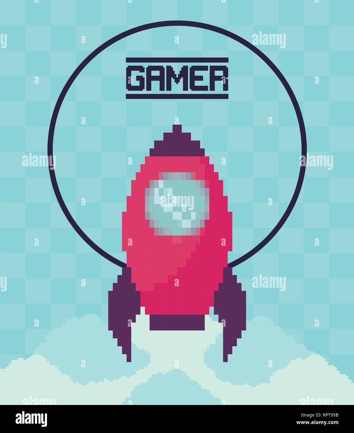 classic video game rocket flying vector illustration design Stock ...