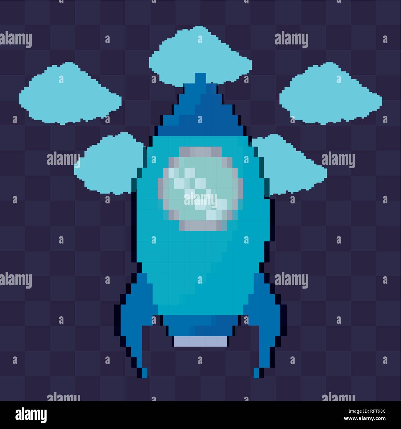 classic video game rocket flying vector illustration design Stock ...