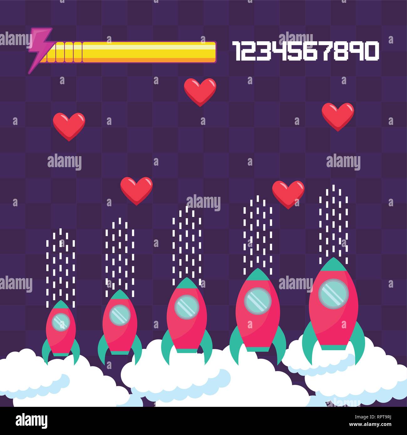 classic video game rockets flying vector illustration design Stock ...