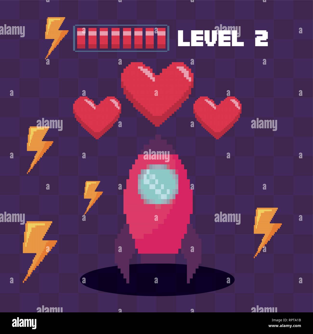 classic video game rocket flying vector illustration design Stock ...