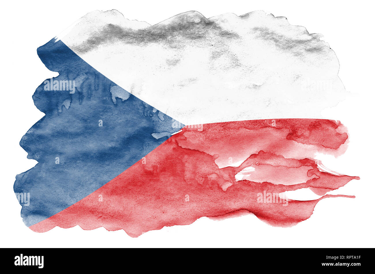 Czech flag is depicted in liquid watercolor style isolated on white ...